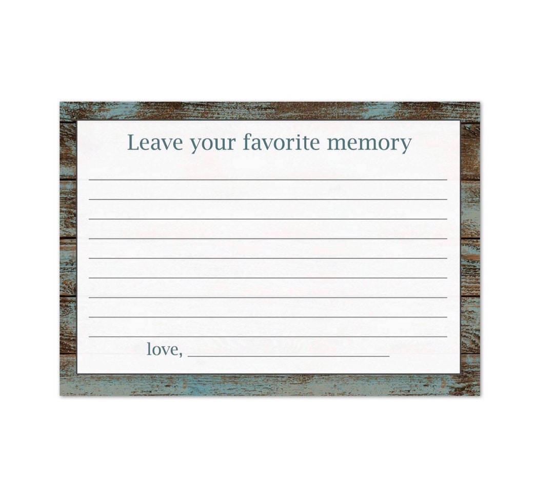 Leave A Memory - Funeral Memory Card - Instant Download Printable ...