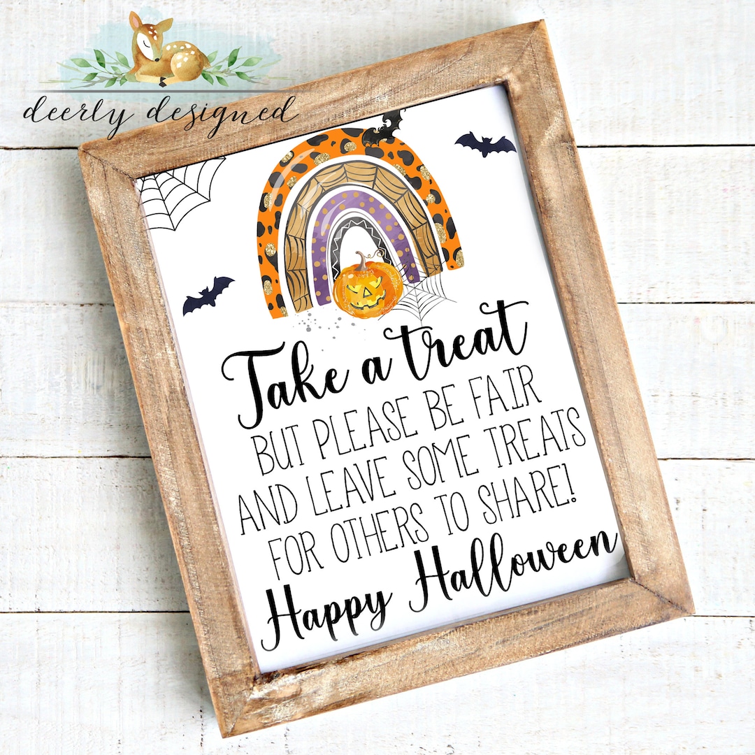 Cute Halloween Candy Bowl Trick or Treat Sign Take a Treat Sign 8x10 ...