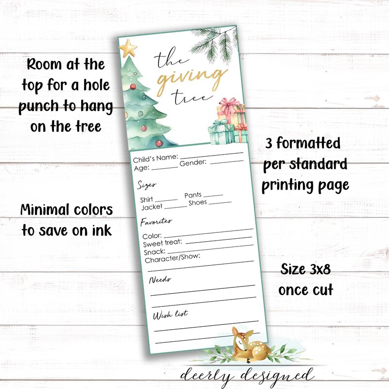 Printable Angel Tree Wish List - Etsy