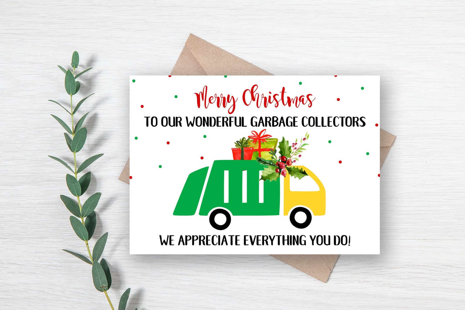 Garbage Man Thank You Christmas PRINTABLE - Christmas Card - Trash ...