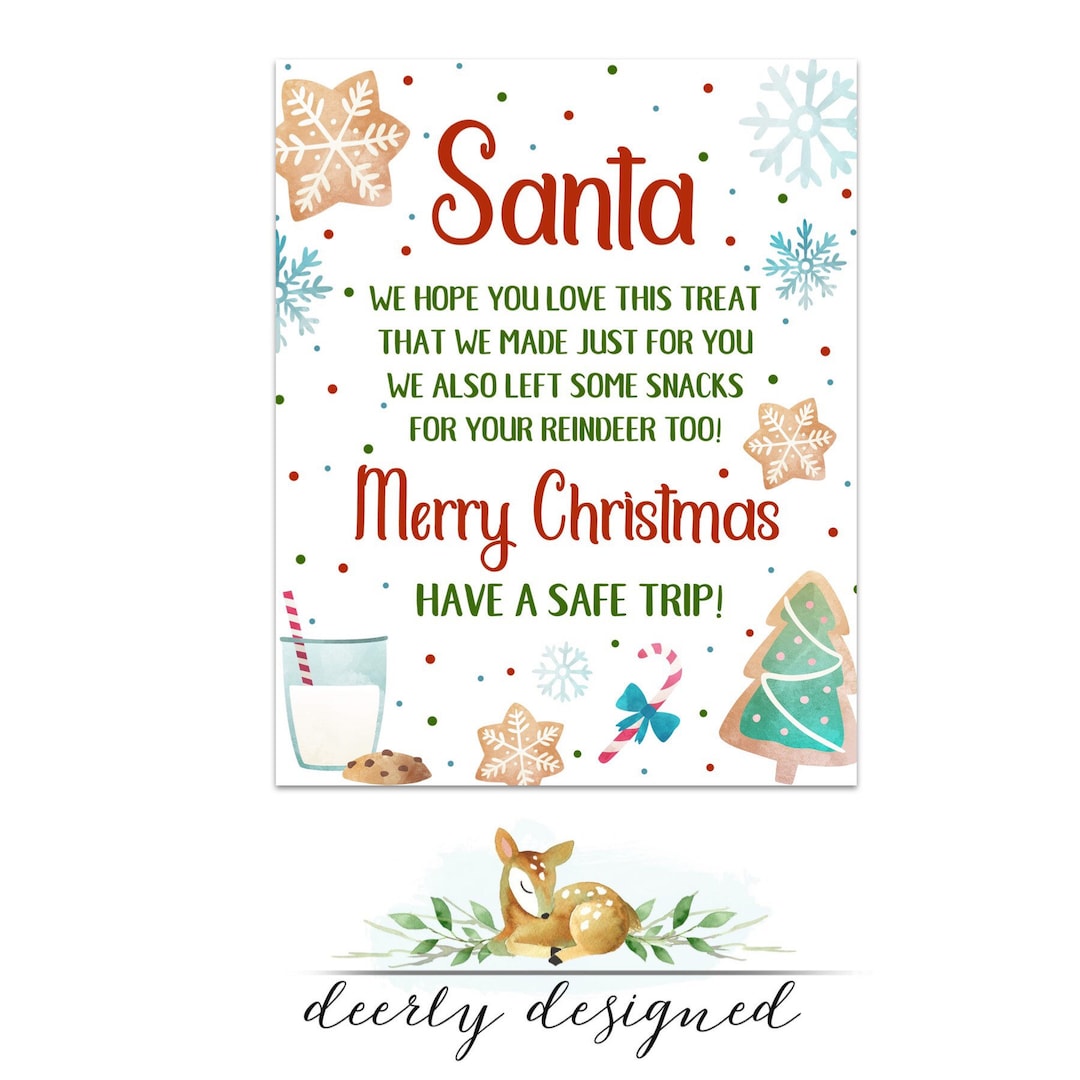 Cookies for Santa Note to Santa Santa Cookies Christmas Note to Santa ...