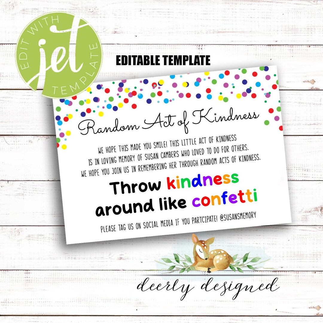 EDITABLE Random Act of Kindness Template - Random Act of Kindness ...