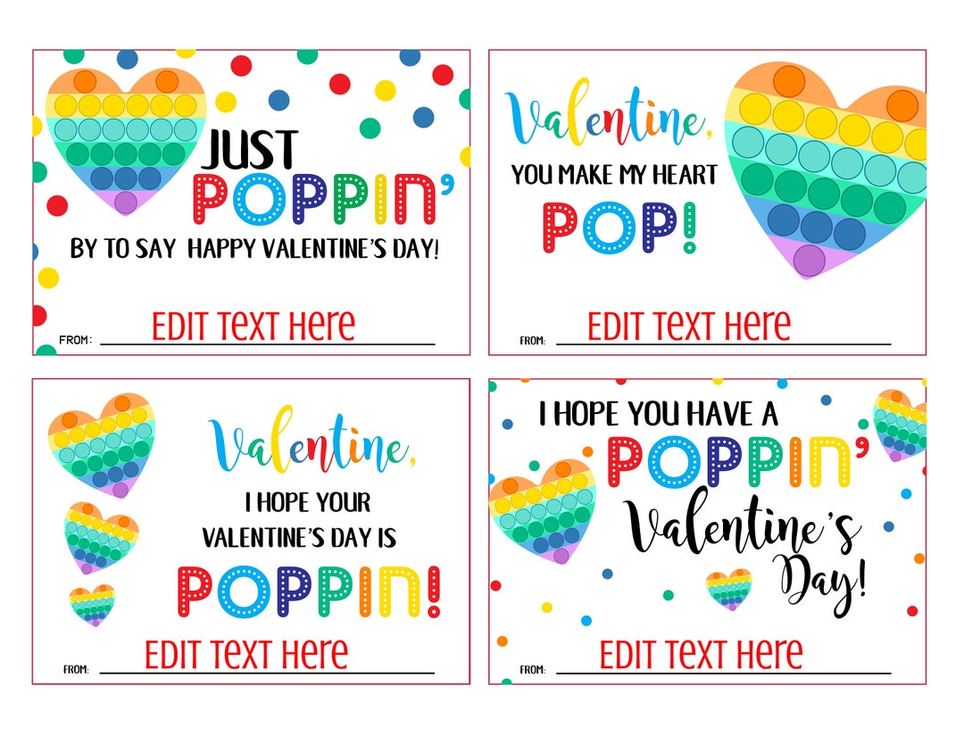 EDITABLE Pop It Valentine Card TEMPLATE - Pop It Valentine Printables ...