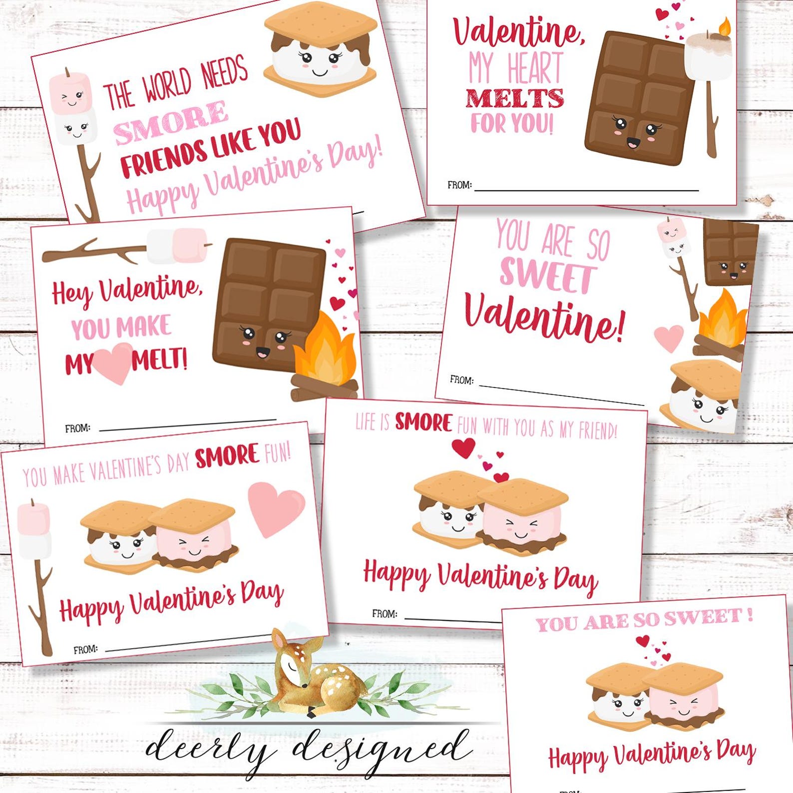 Smores Valentine Cards - S'mores Valentine Tag - Valentine Card ...