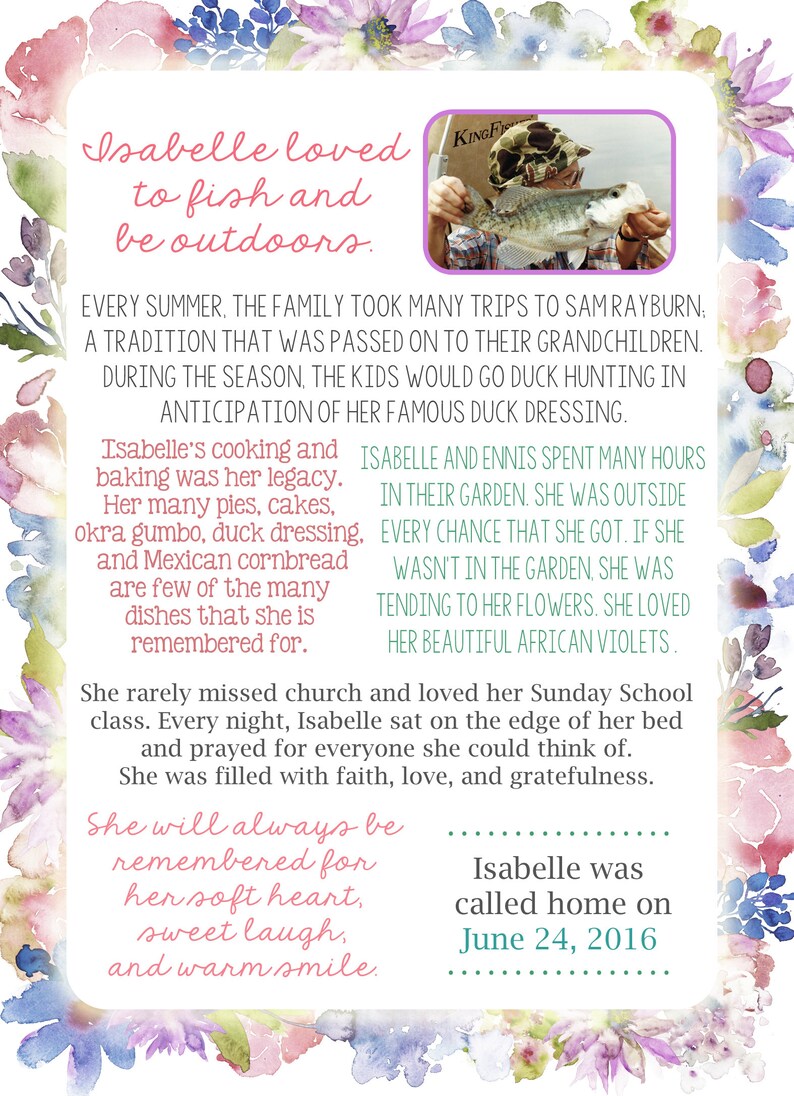 Double Sided Funeral Memorial Service Program Obituary in | Etsy