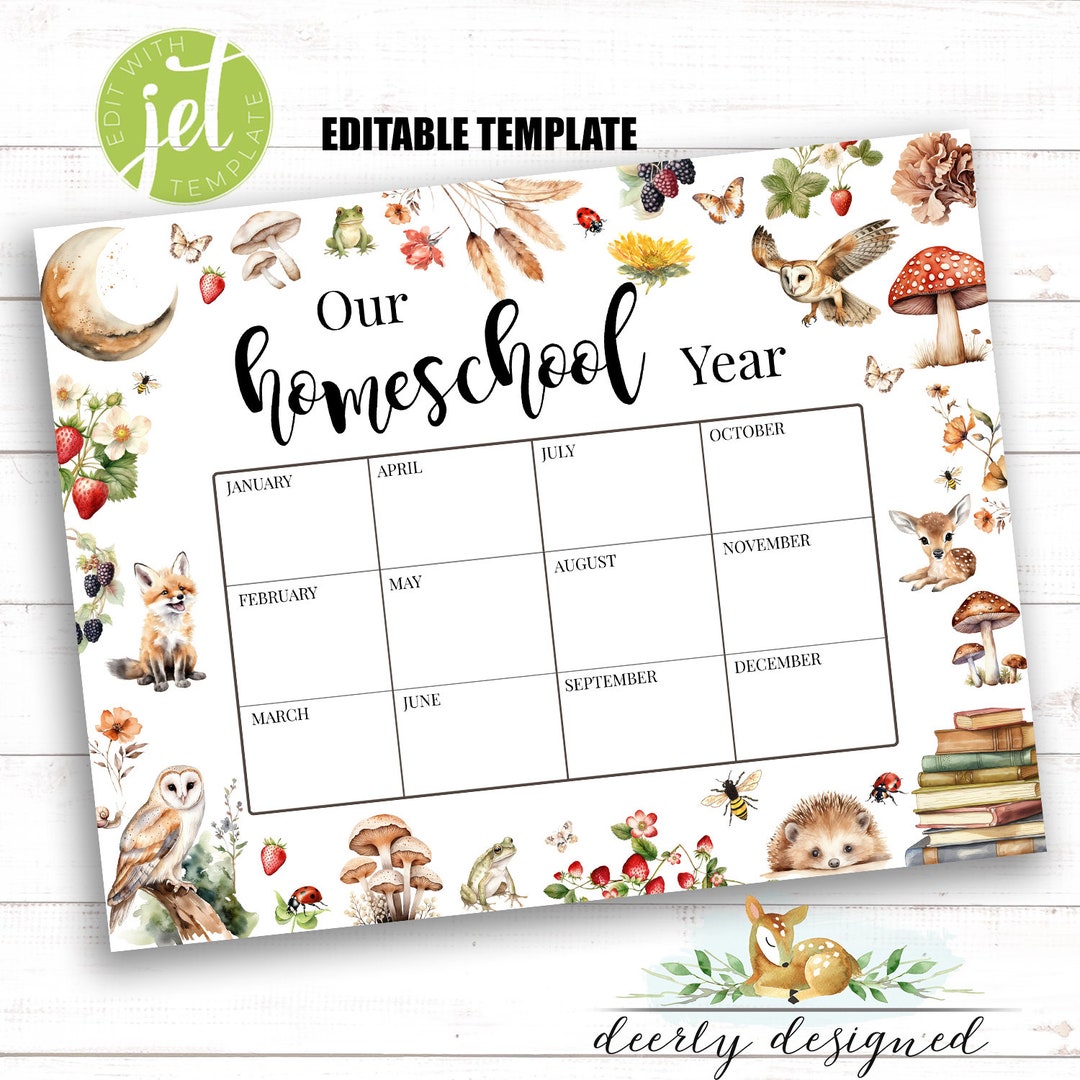 EDITABLE TEMPLATE Homeschool Planner- Monthly Planner - Nature School ...