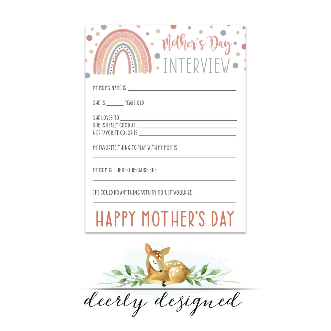 Mother's Day Interview Questions Sheet - Mothers Day Gift - Mother's ...
