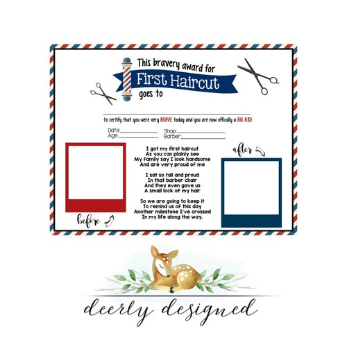 Printable My First Haircut Certificate Award Sign 4 - Etsy