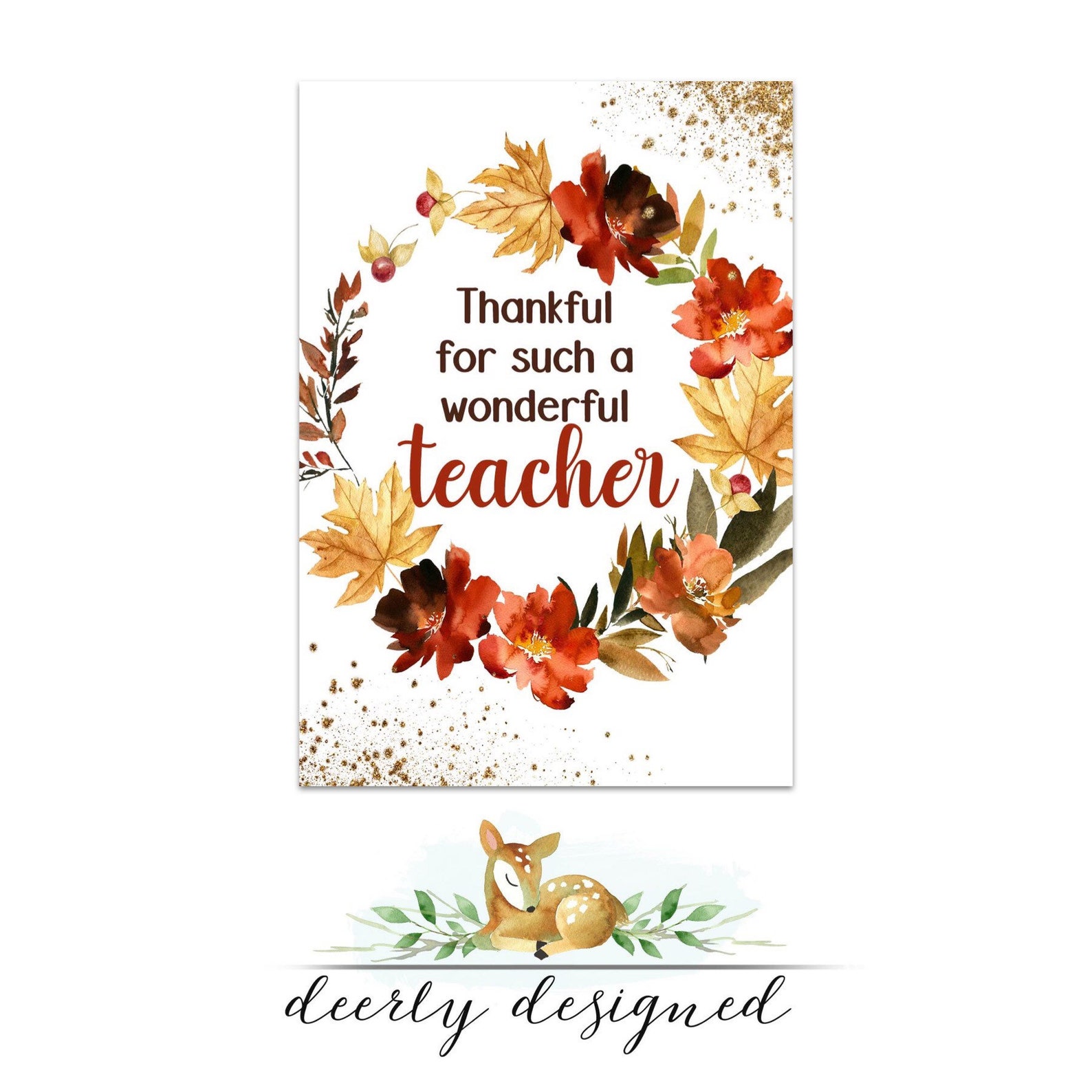 Thankful for Teacher Gift Tag Printable Fall Thankful | Etsy
