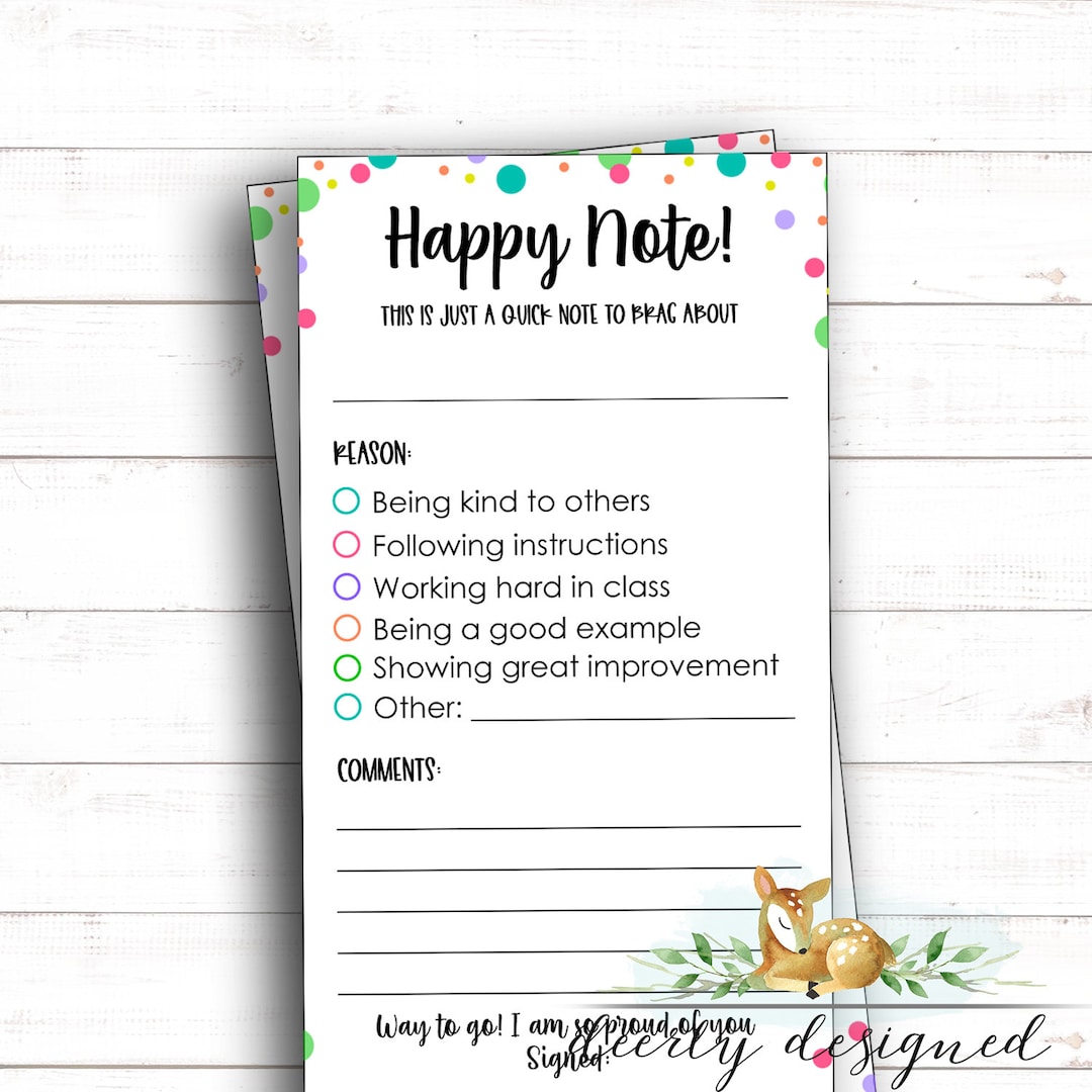 Teacher Mail Happy Note - Good Report Home - Teacher Brag Card ...