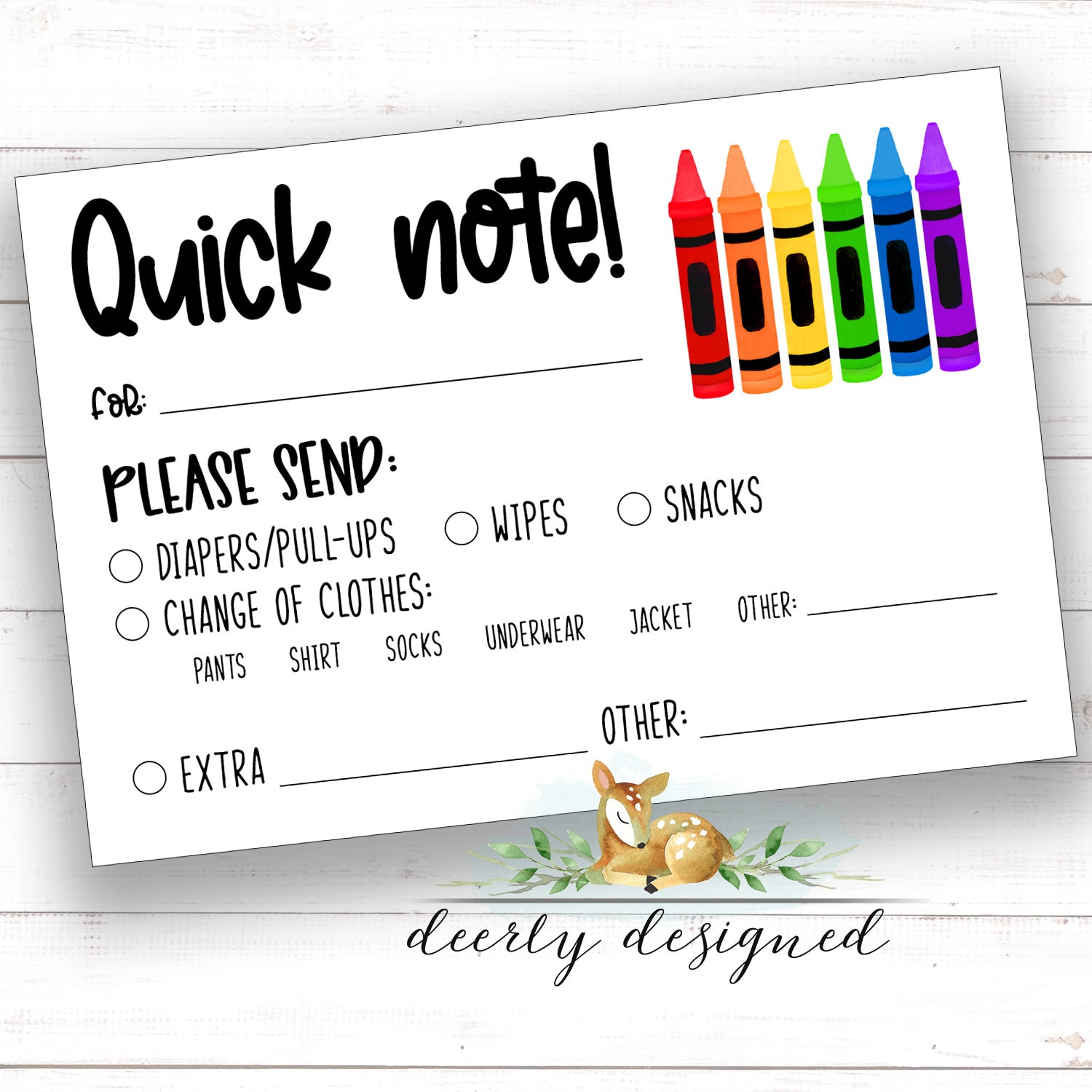 Daycare Note Home: Primary Colors, Send List (PDF Pattern) - Etsy