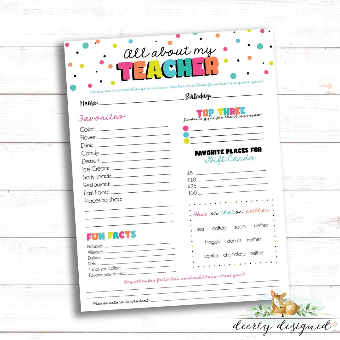 All About My Teacher | Back to School | Room Mom | First Day of School ...