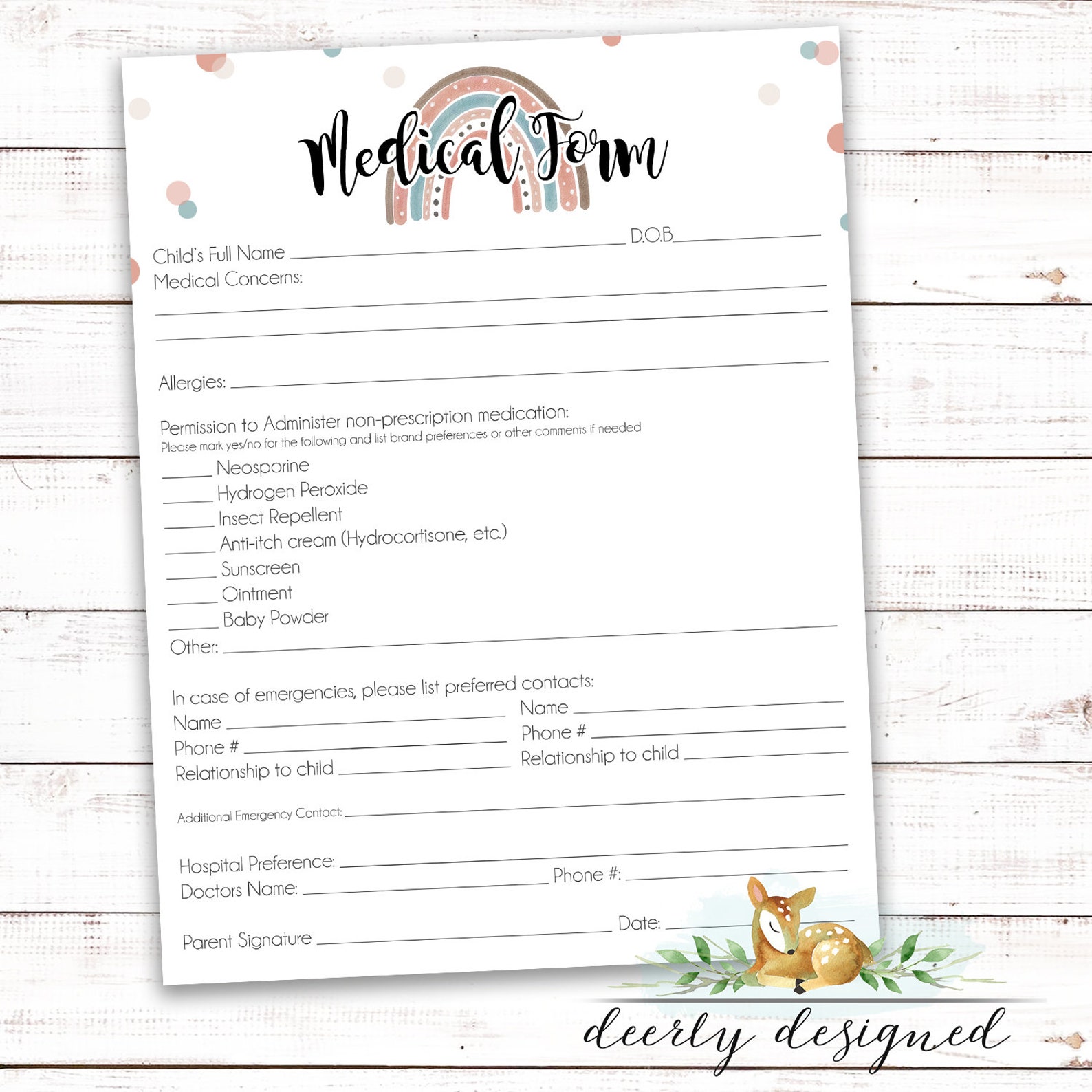 BUNDLE! Boho Rainbow Instant Downloads - Enrollment Forms - Daycare ...