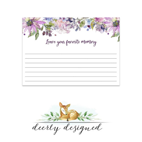 Lavender Floral Leave a Memory Card Leave Your Favorite - Etsy