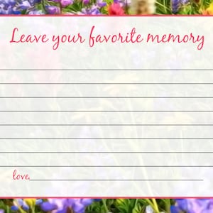 Leave A Memory - Funeral Memory Card - Instant Download Printable ...