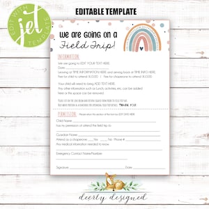 EDITABLE Field Trip Permission Slip - Field Trip Information Template ...