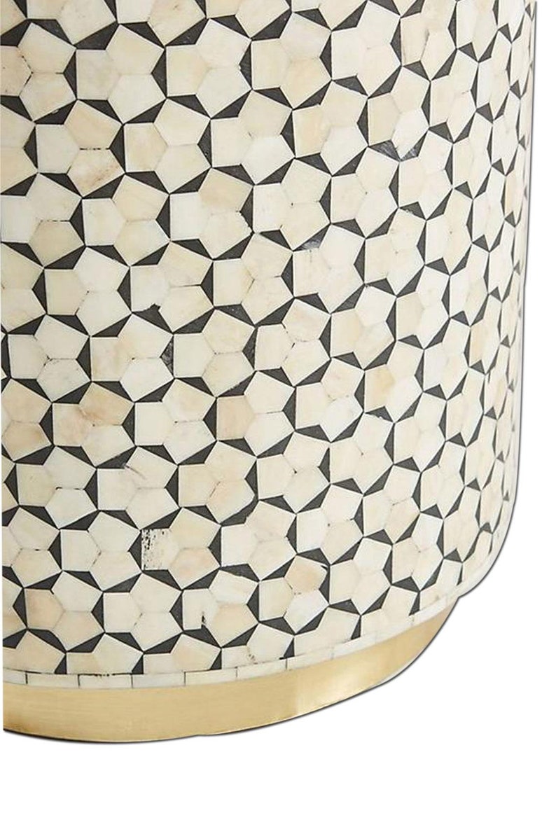 Handmade Bone Inlay Wooden Modern Pattern End Table / - Etsy