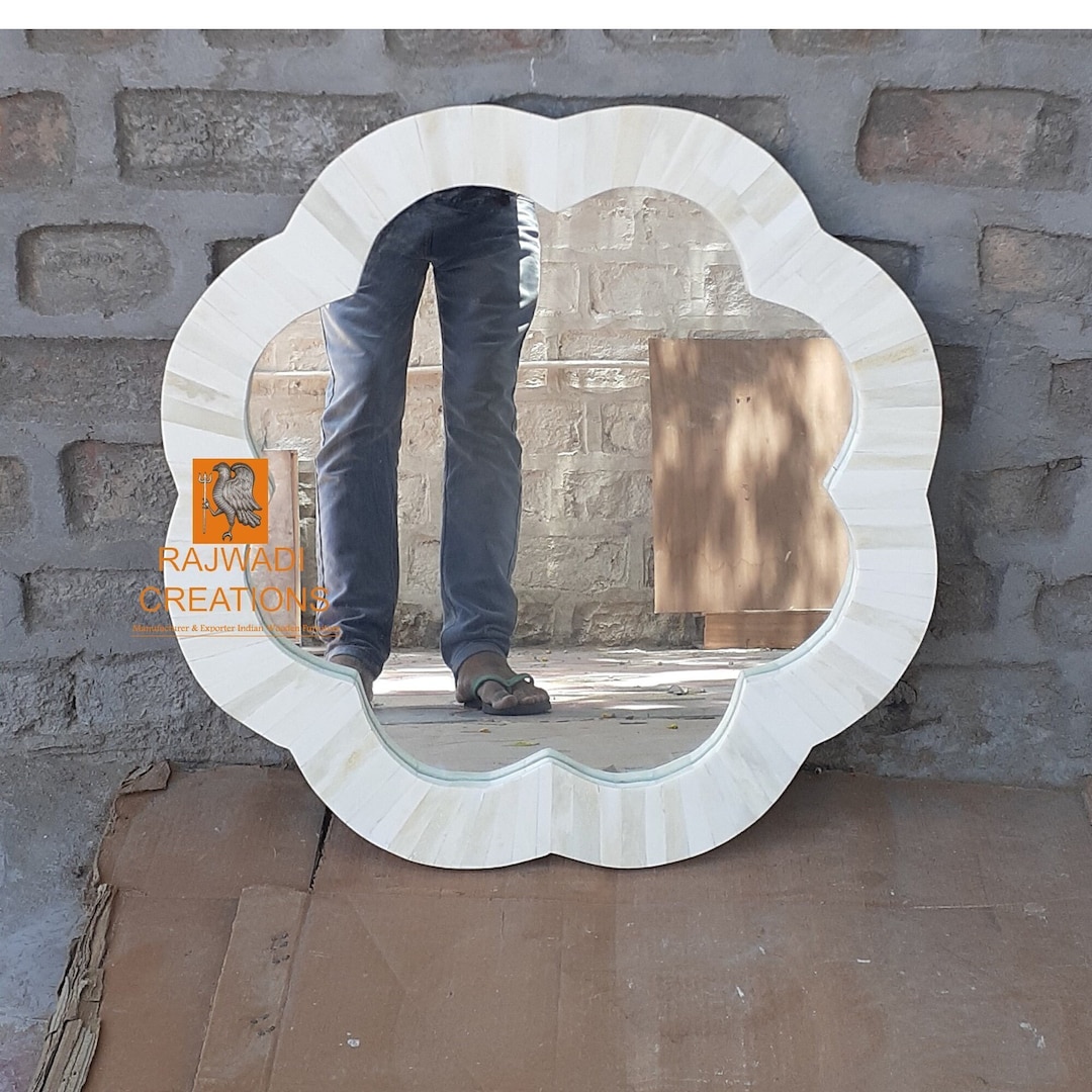Handmade Bone Inlay Wooden Modern Quatrefoil Pattern Mirror - Etsy