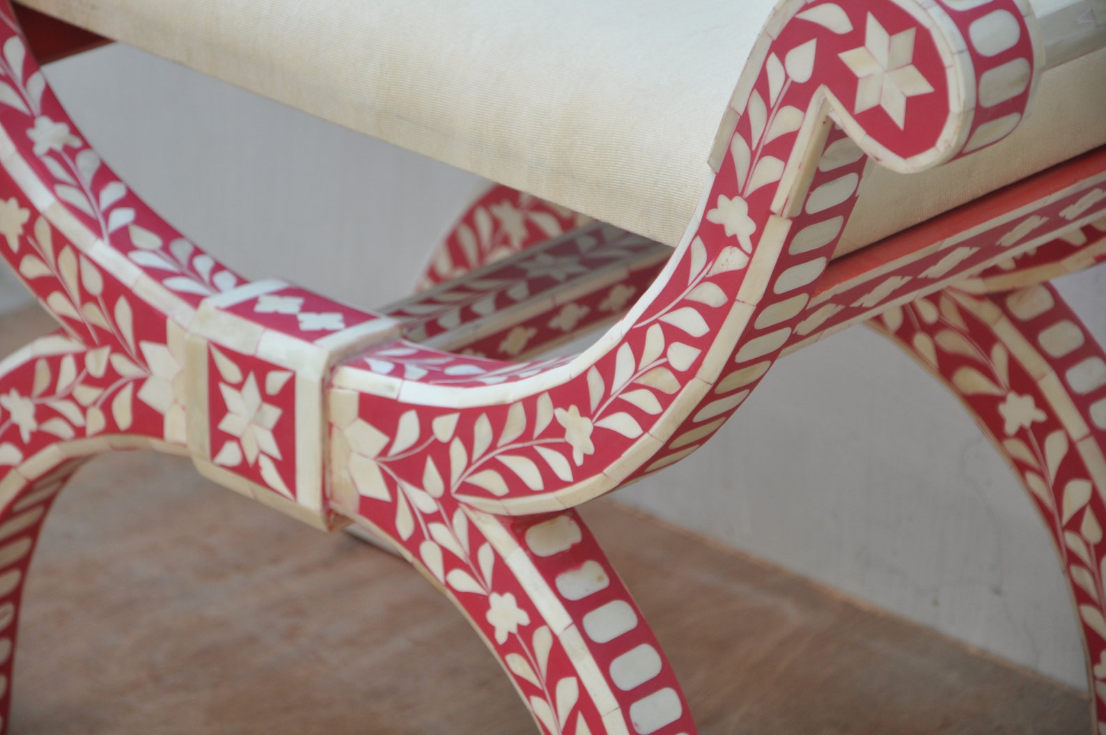 Handmade Antique Looks Pink & Bone Inlay Floral Chair Inlay | Etsy