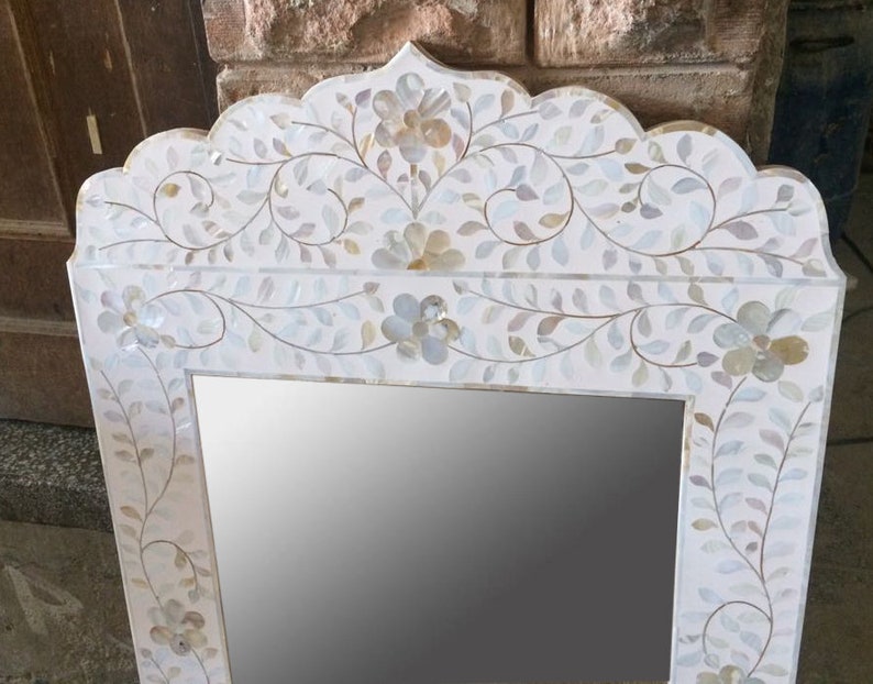 Handmade Mother of Pearl Inlay Wooden Modern Floral Pattern - Etsy