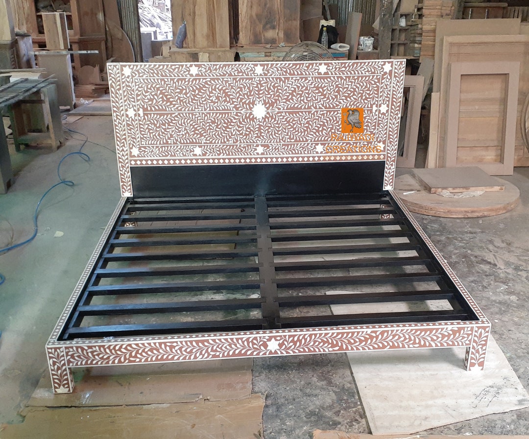 Handmade Bone Inlay Handmade Beautiful Vintage Bed Look King - Etsy