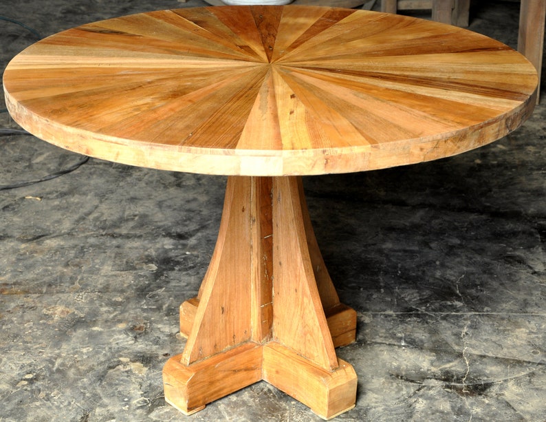 Reclaimed Solid Wood Round Dining Table Rustic Handmade - Etsy