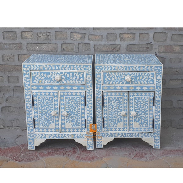 Bone Inlay Bedside Table - Etsy