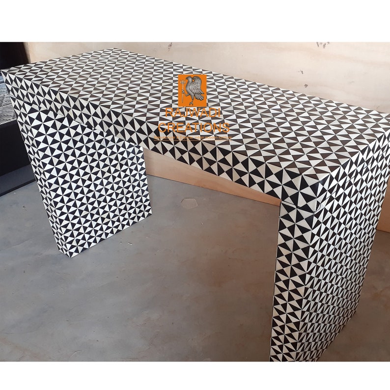 Handmade Bone Inlay Wooden Modern Geometric Pattern Console - Etsy