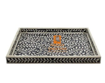 Handmade Bone Inlay Wooden Modern Pattern Serving Tray | Etsy