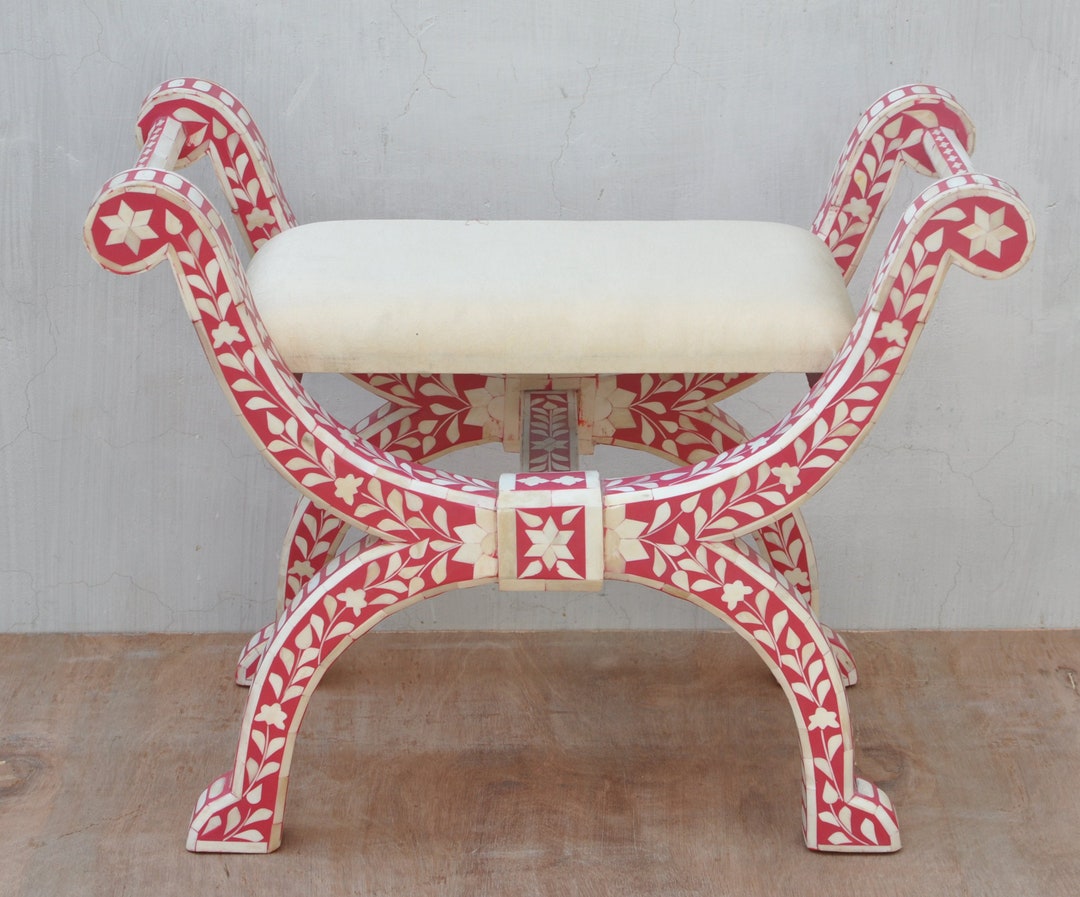 Handmade Antique Looks Pink & Bone Inlay Floral Chair Inlay - Etsy