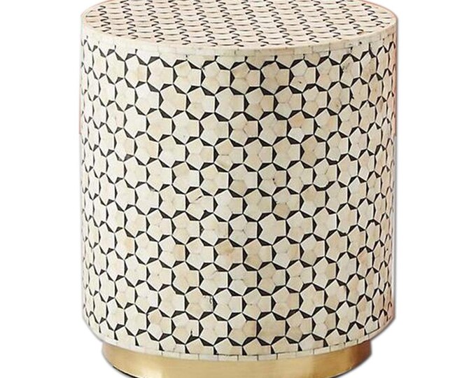 Handmade Bone Inlay Wooden Modern Pattern End Table / - Etsy