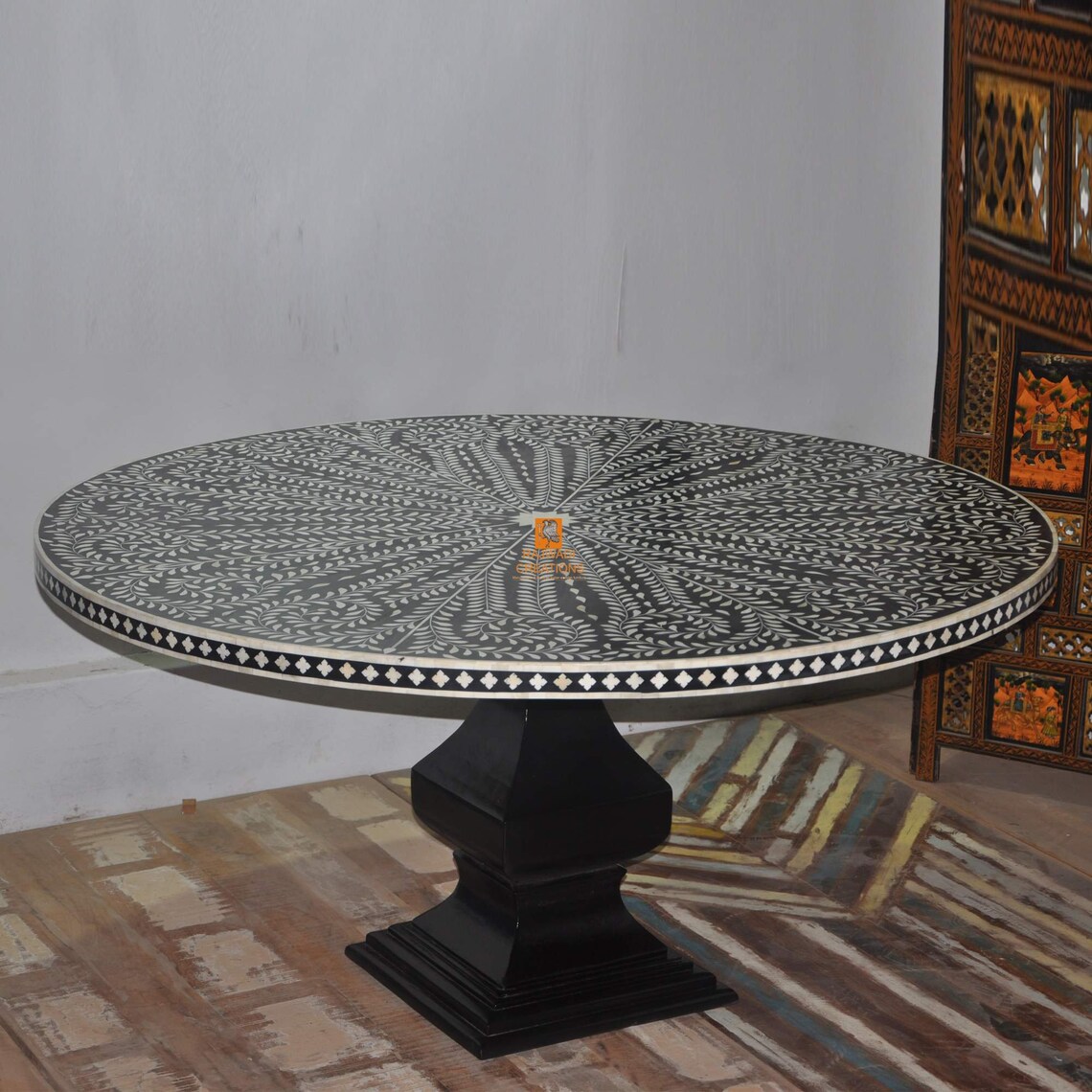 Handmade Bone Inlay Wooden Modern Floral Pattern Dining Table - Etsy