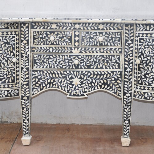 Handmade Bone Inlay Wooden Modern Floral Pattern Dining Table - Etsy