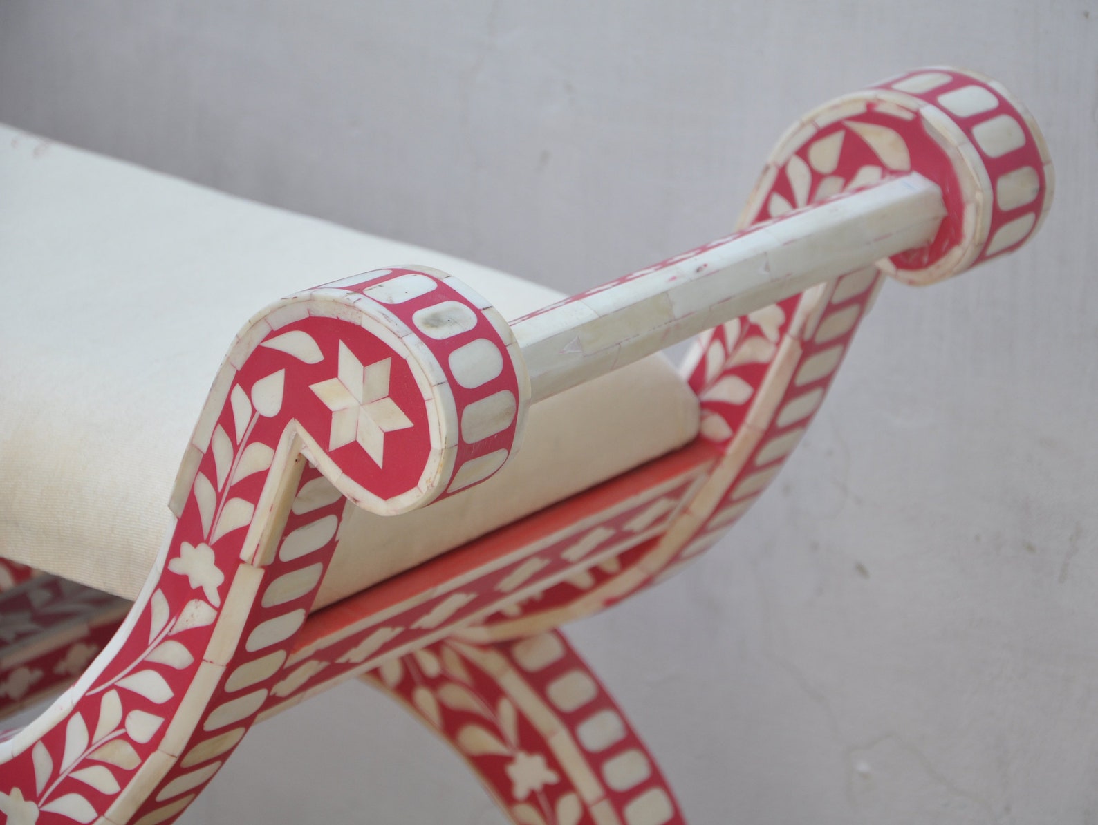 Handmade Antique Looks Pink & Bone Inlay Floral Chair Inlay | Etsy