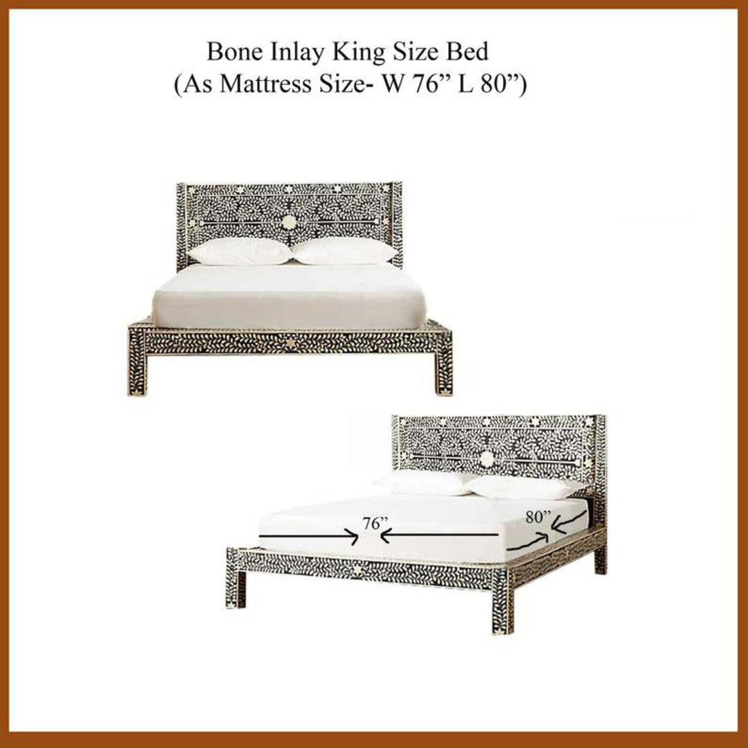 Handmade Bone Inlay Beautiful Vintage King Size Bed Bedroom Decor Style ...