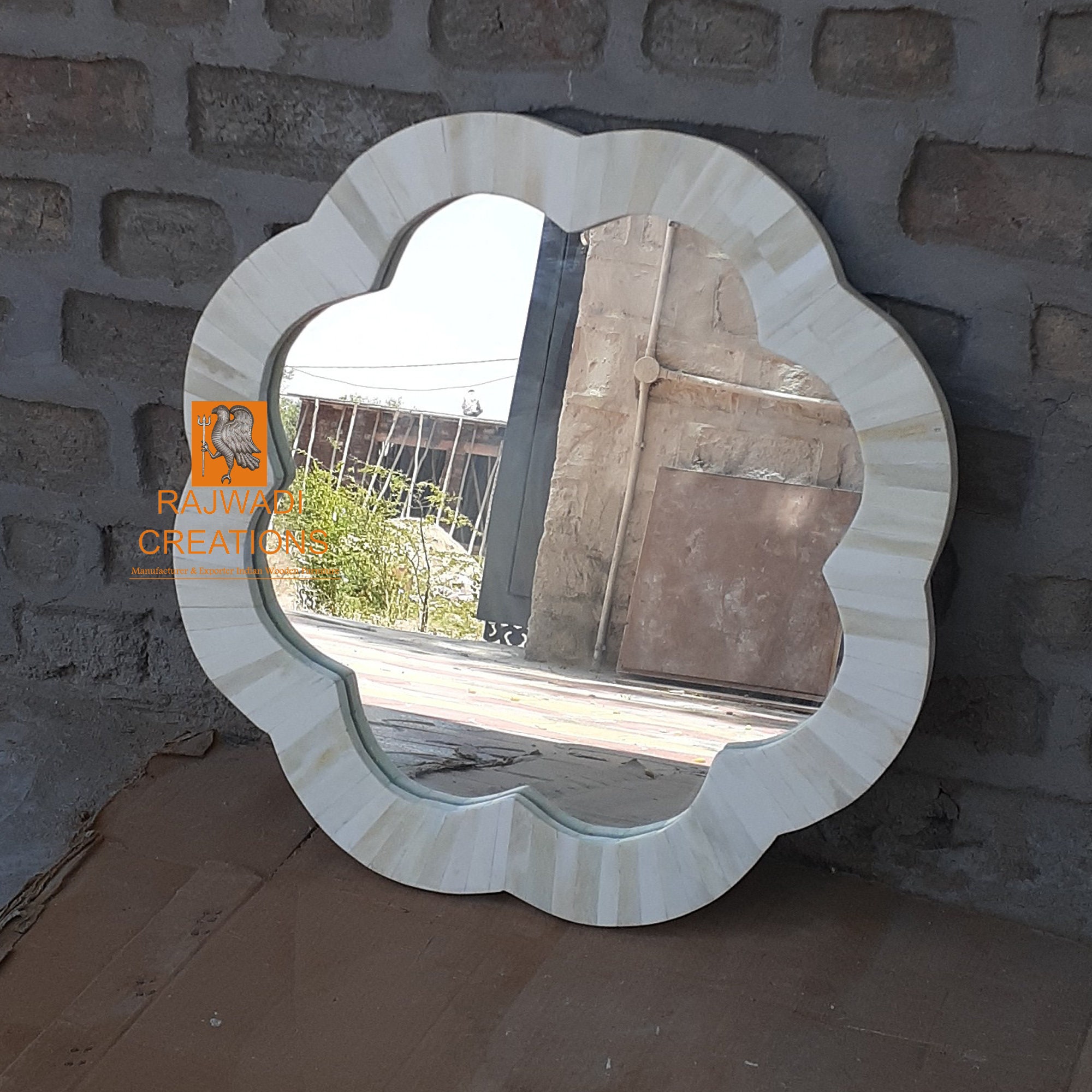 Handmade Bone Inlay Wooden Modern Quatrefoil Pattern Mirror - Etsy