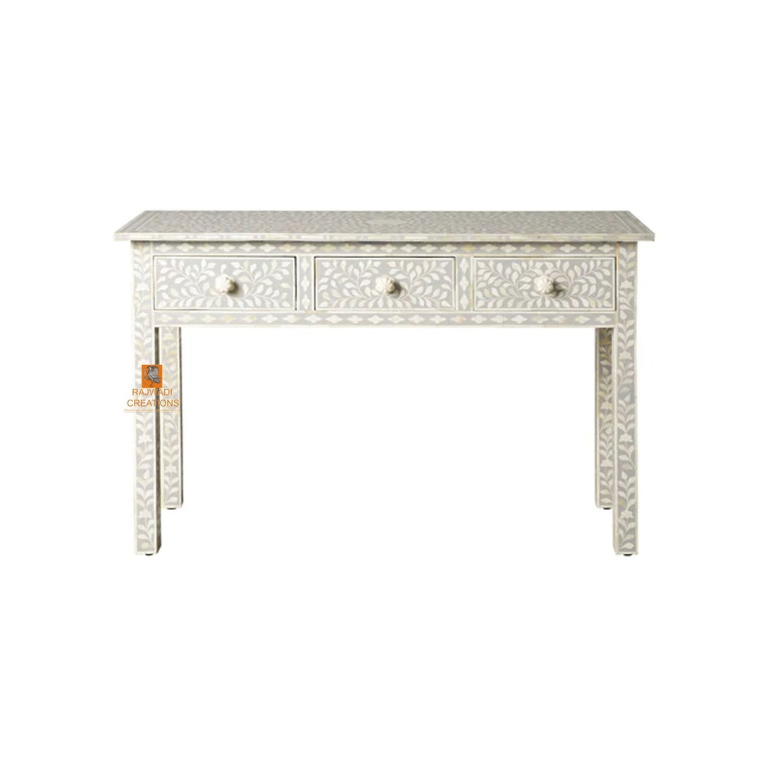 Handmade Bone Inlay Wooden Modern Floral Pattern Console Table ...