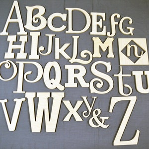 Wooden Alphabet Letter Set 4" - 12" - Nursery Wooden Letters A-Z ...