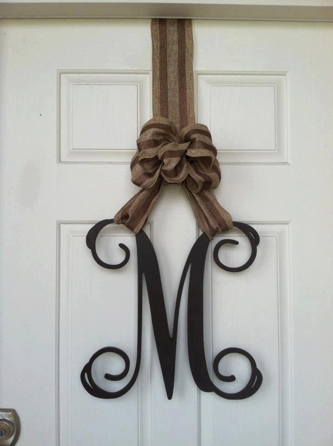 Initial Door Hanger Wooden Letter - Monogram Front Door Hanger ...