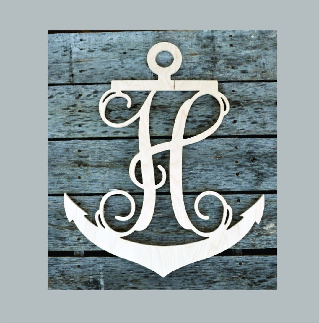 Anchor Monogram Wooden Letters- Wall Monogram- Anchor- Nautical Decor ...