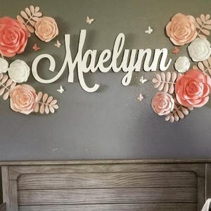Wooden Nursery Name Sign Madelyn Custom Wood Personalized Calligraphy ...