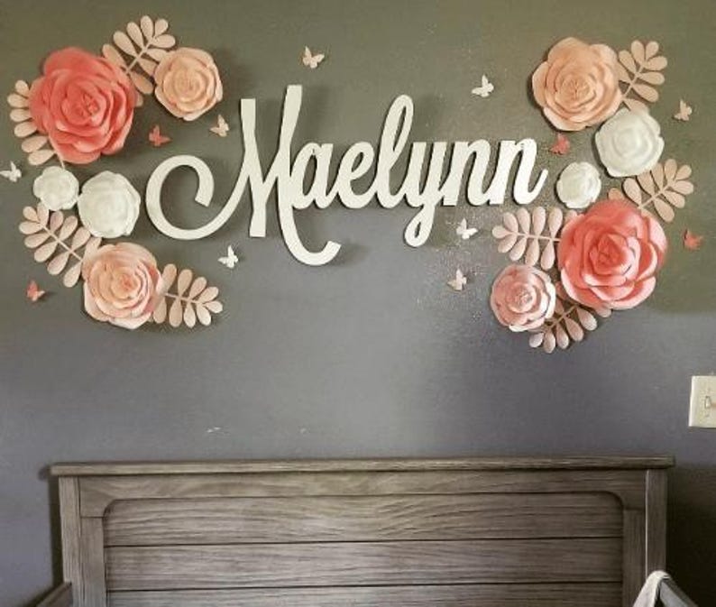 Wooden Nursery Name Sign Madelyn Custom Wood Personalized Calligraphy ...