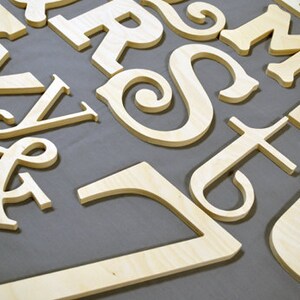 Wooden Alphabet Letter Set 4" - 12" - Nursery Wooden Letters A-Z ...