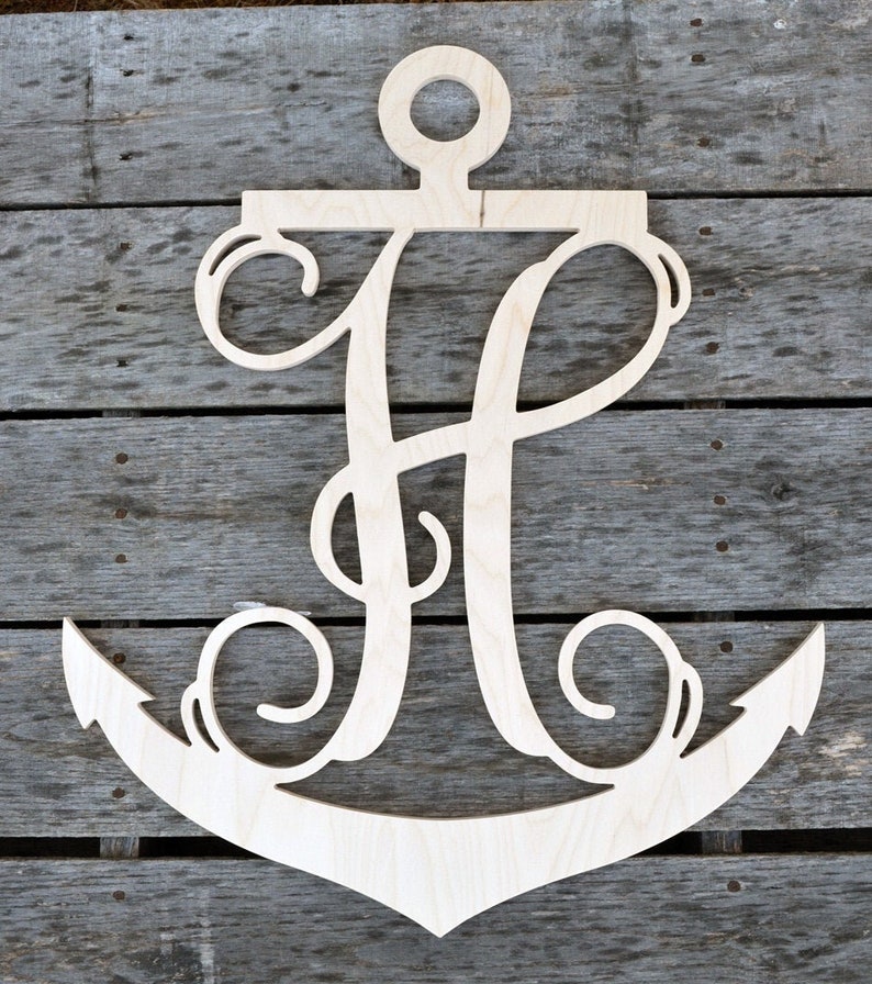Anchor Monogram Wooden Letters Wall Monogram Anchor | Etsy