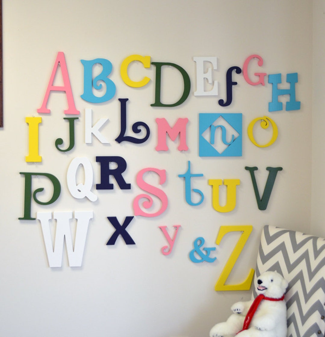 Wooden Alphabet Letters Alphabet Wall - ABC Wall -alphabet Set - Wooden ...