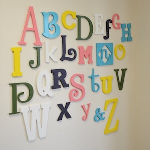 Wooden Alphabet Letters -alphabet Set - Wooden Letters - Painted ...