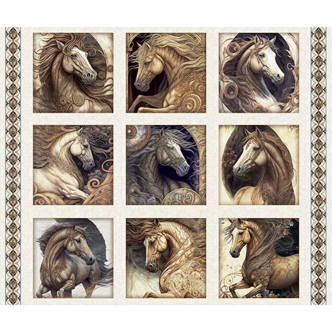 Stallion Song Fabric-by the Panel-6 Picture Patches/squares- Horses ...