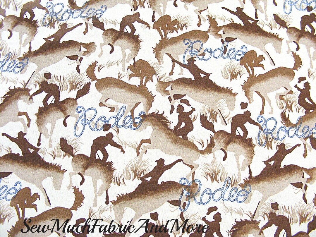 Rodeo Western Fabric~by the Yard or 1/2 Yd-cowboys~cotton~michael ...