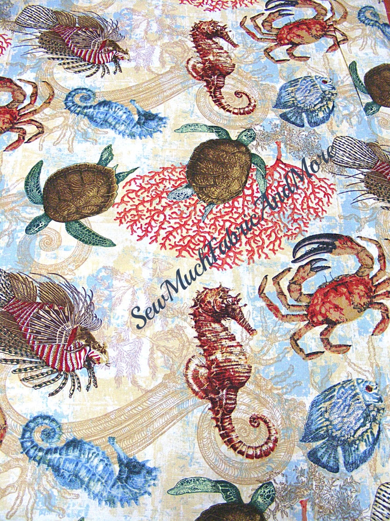 Scenic Aquarian Fabric~by the Yard~nautical~ocean~sea Life~tropical ...