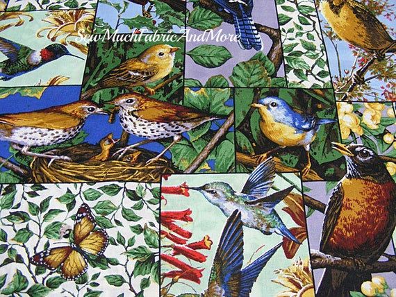 Backyard Birds Collage Patch Fabric-by the Yd & 1/2 | Etsy